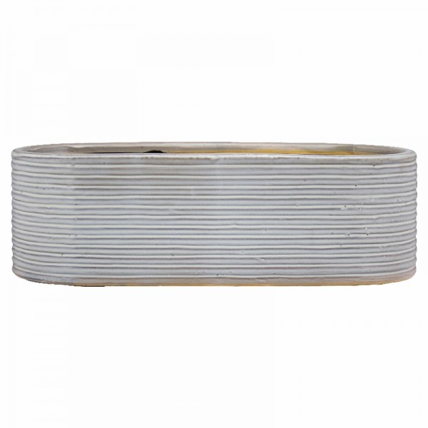 WHITE RIBBED OVAL PLANTER